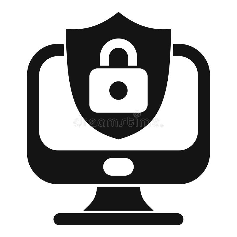 Computer Security Shield Protecting Online Data with Lock Icon Stock ...