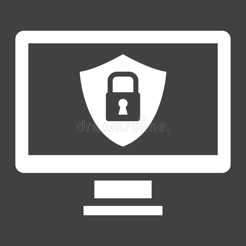 Computer Security Solid Icon, Protection Padlock Stock Vector ...