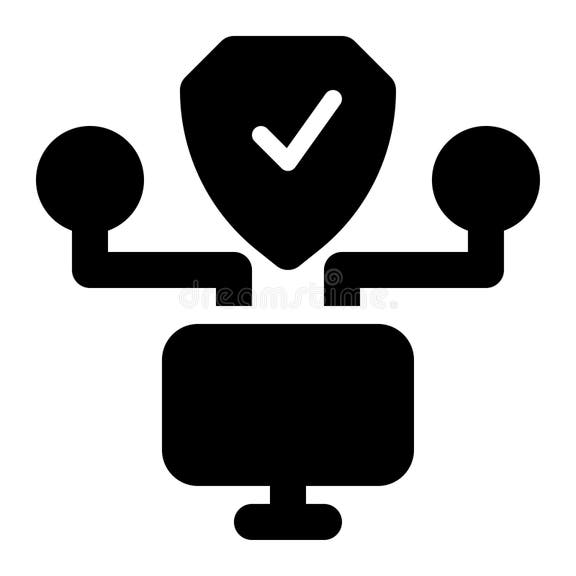 Computer Security, Secure Computer Glyph Solid Icon Stock Vector ...