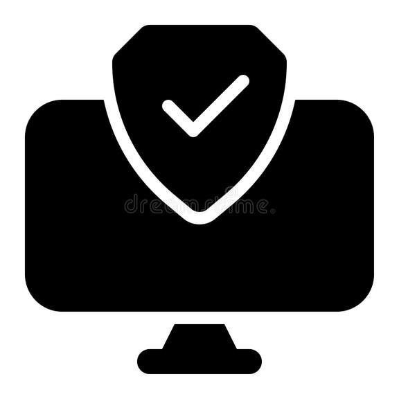 Computer Security, Computer Protection Glyph Solid Icon Stock Vector ...