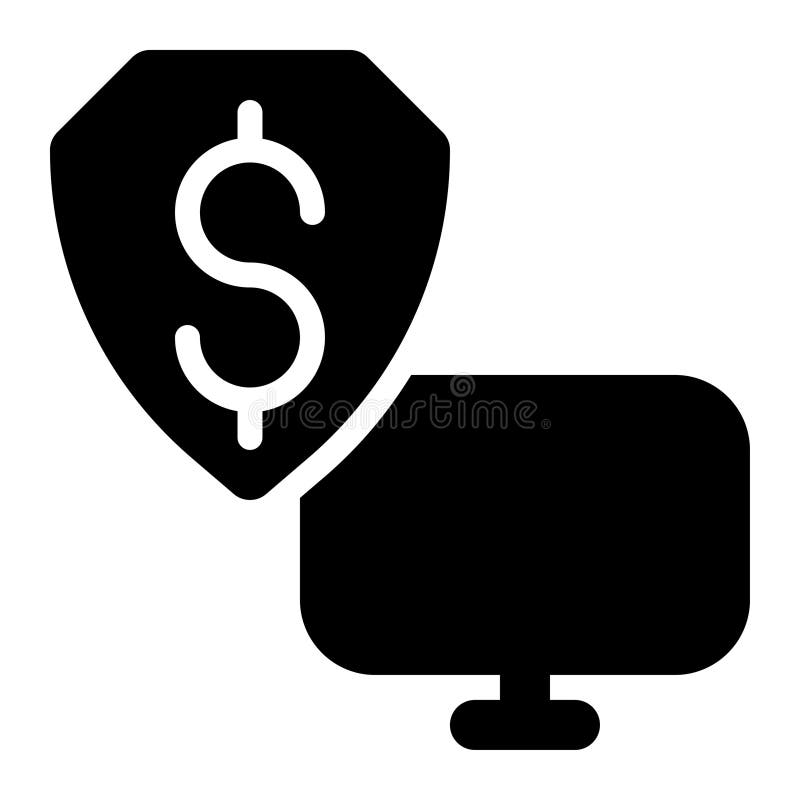 Financial Security, Cyber Security for Finance Glyph Solid Icon Stock ...