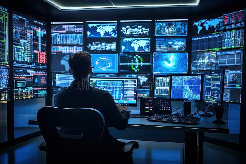 A Computer Security Specialist Gathers Information while Sitting in ...