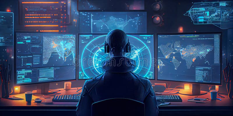 Computer Security Specialist Protects the Network Stock Illustration ...