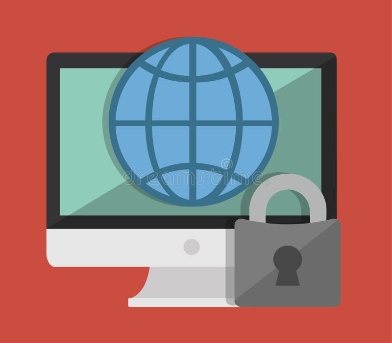 Computer and Security System Design Stock Vector - Illustration of ...