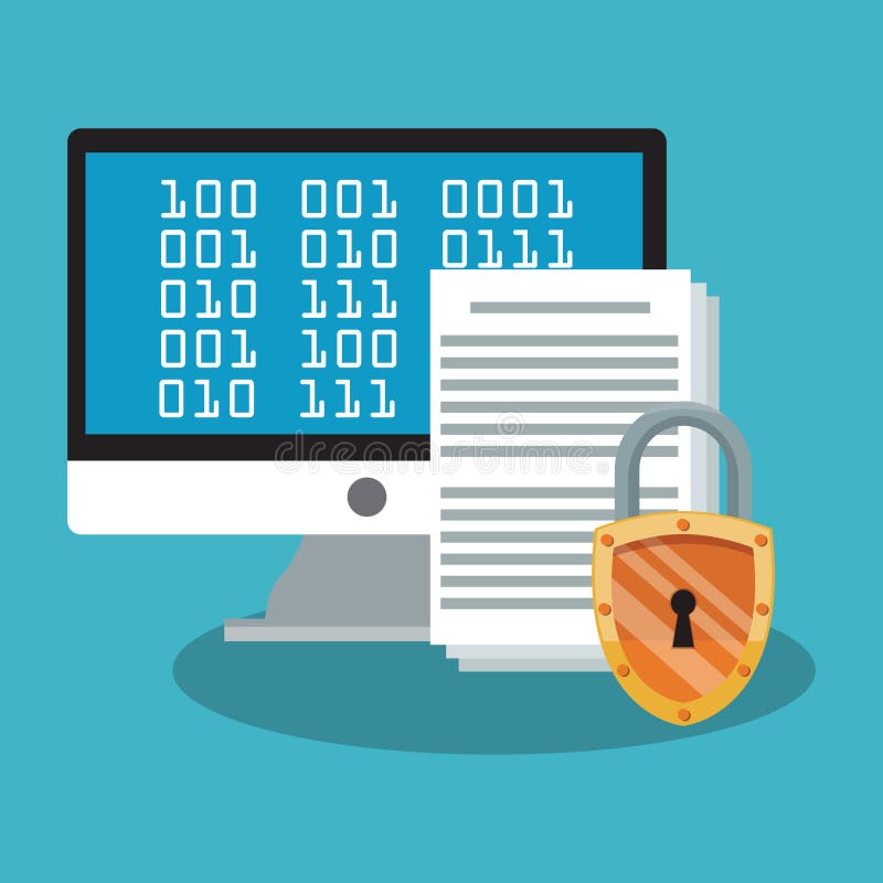 Computer and Security System Design Stock Vector - Illustration of ...