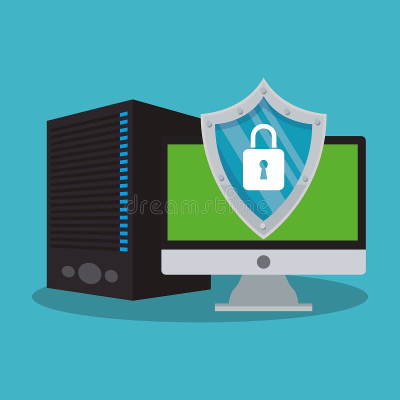 Computer and Security System Design Stock Vector - Illustration of ...