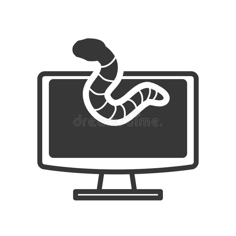 Worm Cyber Attack Symbol with Folder, Documents and Red Worm Stock ...