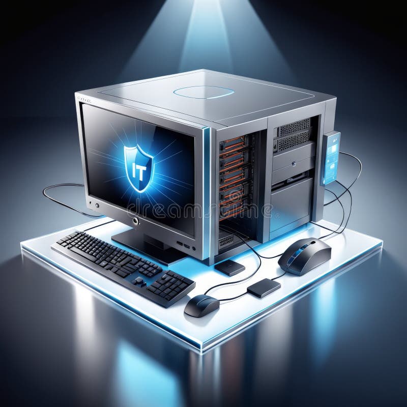 Computer Security System with a Shield Stock Illustration ...