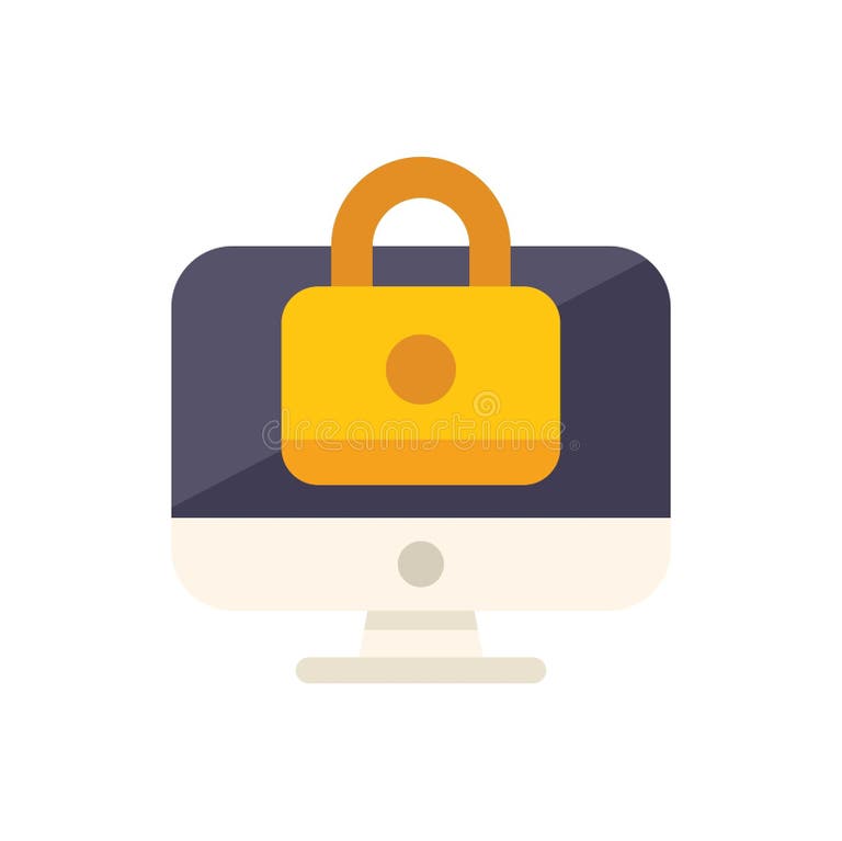 Computer Security System Showing Padlock Protecting Desktop Pc Stock ...