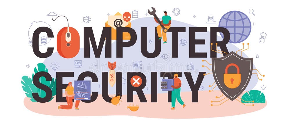 Computer Security Typographic Header Digital Data Protection And Database Stock Vector