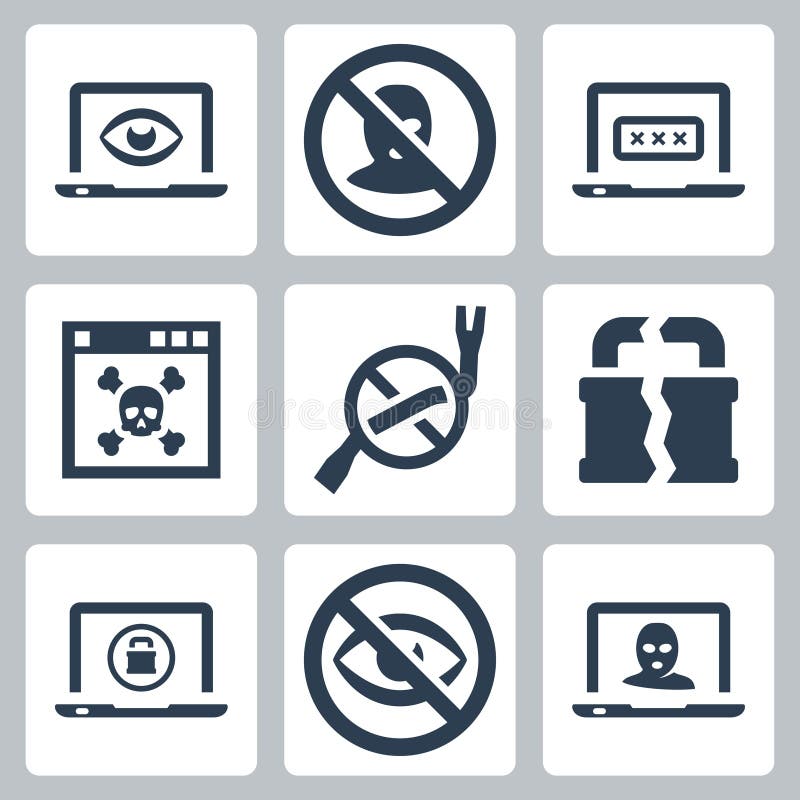 Computer Security Icons Set Stock Vector - Illustration of password ...
