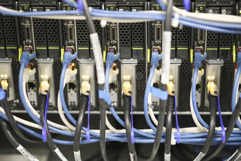 Computer Server Back View Cables Electronic Equipment Led Panels Stock ...