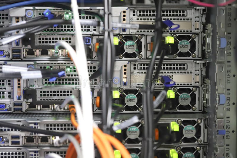 Computer Server Back View Cables, Electronic Equipment, Led Panels ...