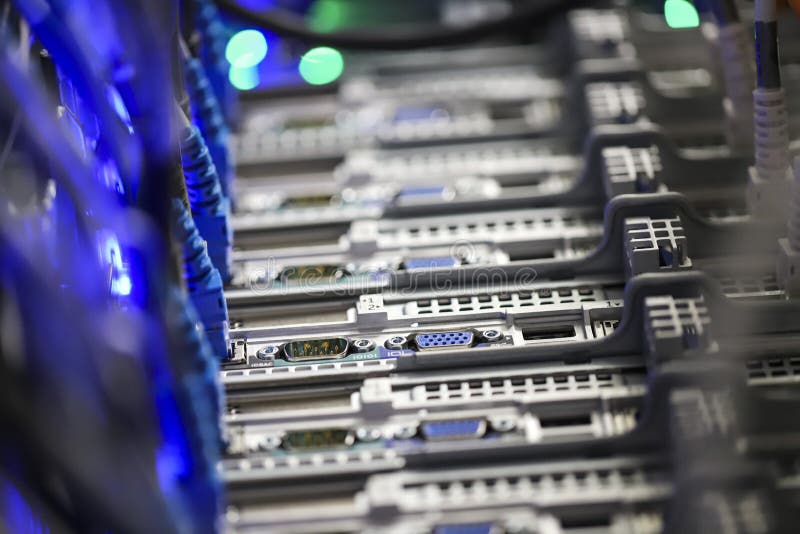 Computer Server Back View Cables, Electronic Equipment, Led Panels ...