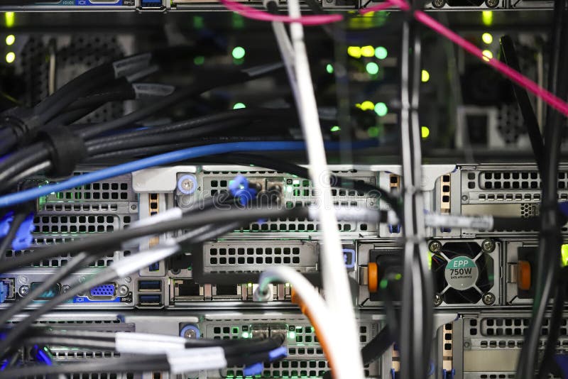 Computer Server Back View Cables, Electronic Equipment, Led Panels ...