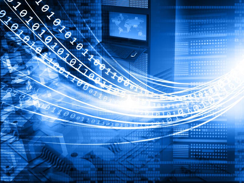 Computer Server with Binary Stream Stock Image - Image of cluster ...