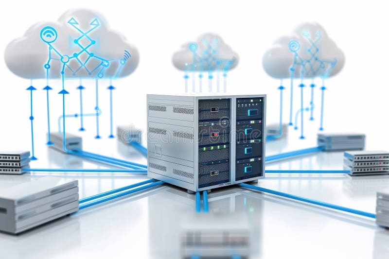 A Computer Server with a Blue Stock Photo - Image of global, internet ...