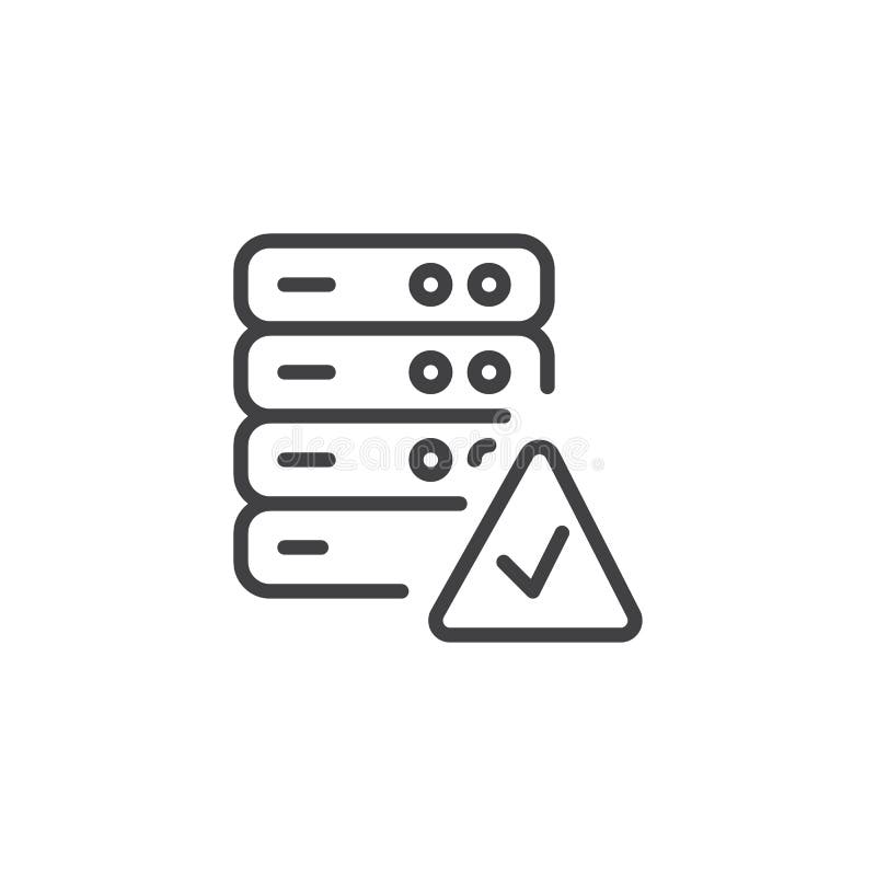 Computer Server with Check Mark Outline Icon Stock Vector ...