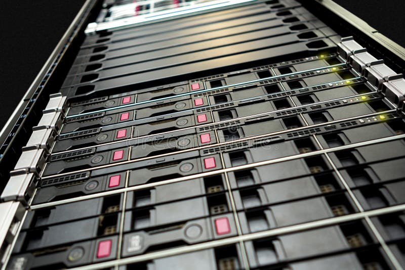 Servers Stack with Hard Drives in a Datacenter Stock Photo - Image of ...