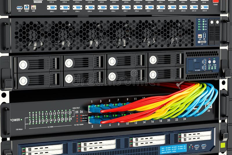 Computer Server Closeup, 3D Stock Illustration - Illustration of ...