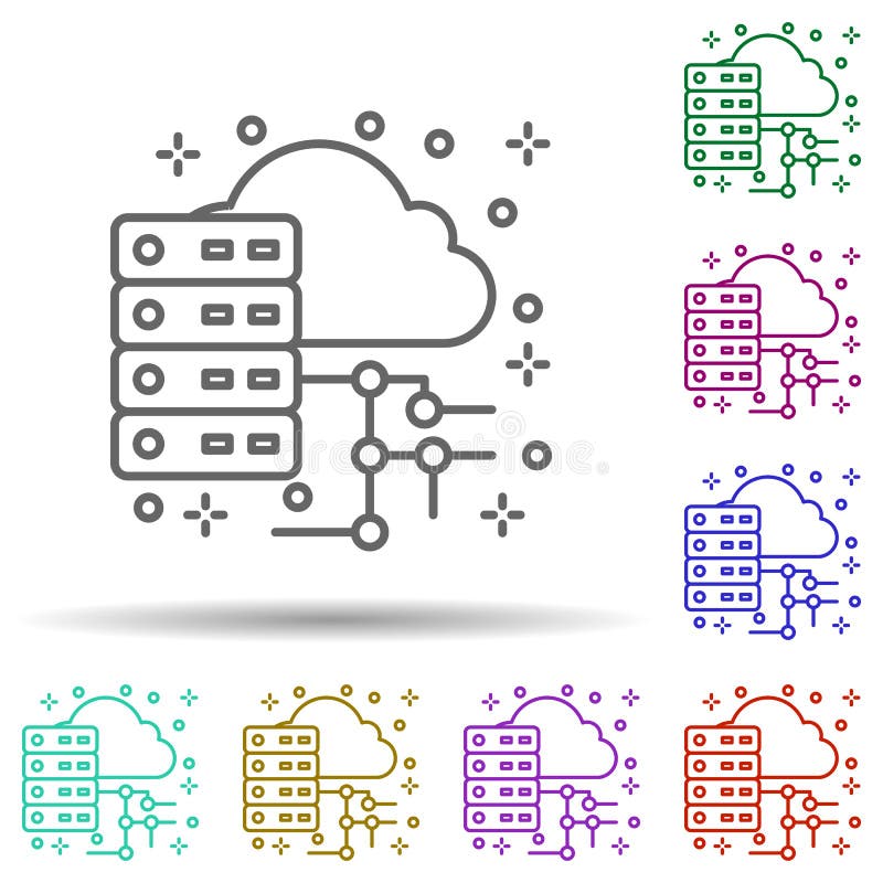 Computer Server Cloud Multi Color Icon. Simple Thin Line, Outline Vector of Computer Icons for ...