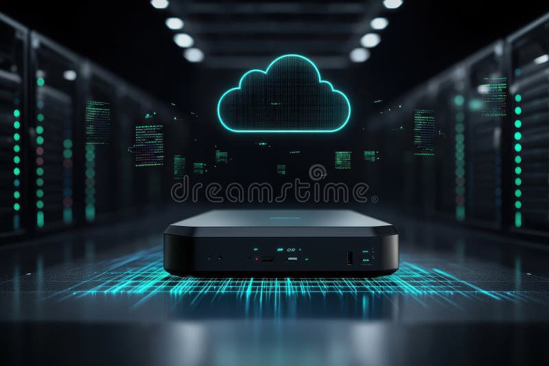 A Computer Server with a Cloud Symbol on it Stock Image - Image of ...