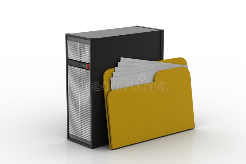 Computer Server with File Folder Stock Illustration - Illustration of ...