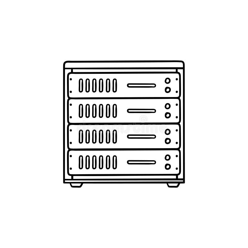 Computer Server Hand Drawn Outline Doodle Icon. Stock Vector ...
