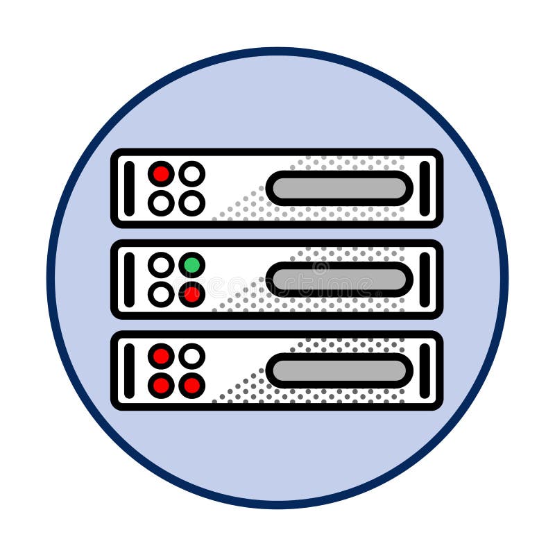Computer Server Icon in Line Style Stock Illustration - Illustration of ...
