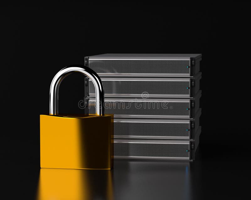Computer Server with Lock stock illustration. Illustration of rack ...