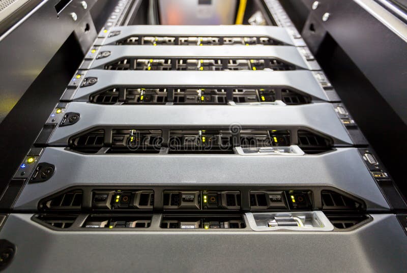 Computer Server Mount on Rack in Data Center Room Stock Photo - Image ...