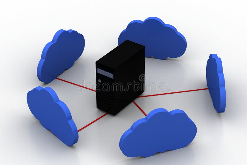 Computer Server Network with Cloud Stock Illustration - Illustration of ...
