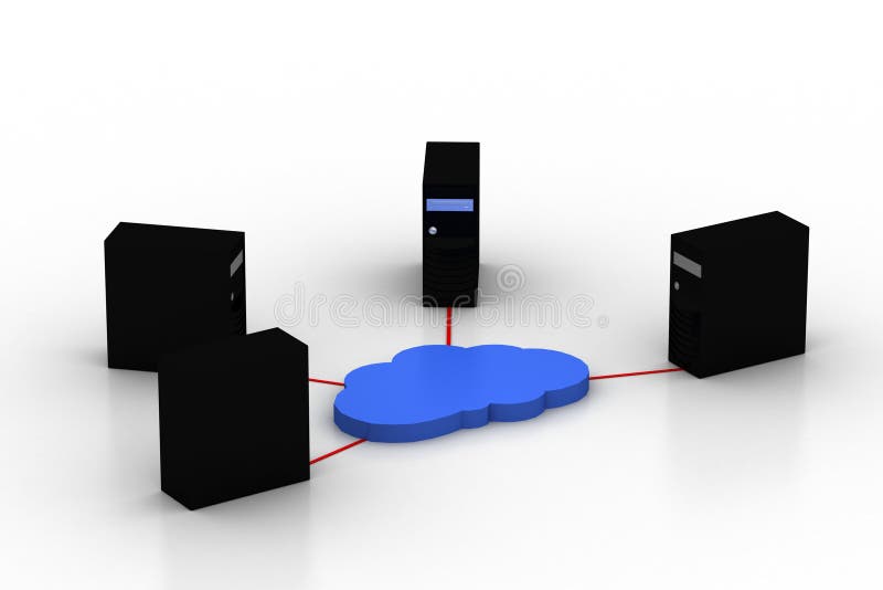 Computer Server Network with Cloud Stock Illustration - Illustration of ...