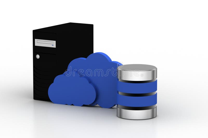 Computer Server Network with Cloud Stock Illustration - Illustration of ...