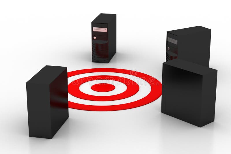 Computer Server Network with Target Icon Stock Illustration ...