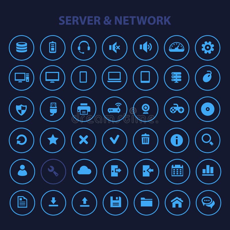Computer and Server Networks Icon Set, Trendy Flat Icons Stock Vector ...
