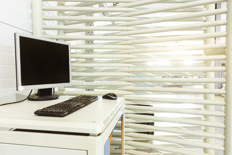 Computer and Server in Production in a Factory. Online and Remote ...