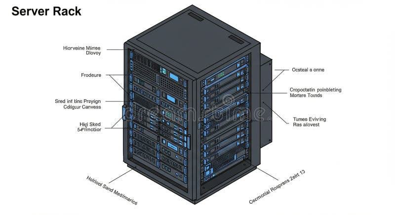 A Computer Server Rack is Depicted, Featuring Multiple Stacked Server ...