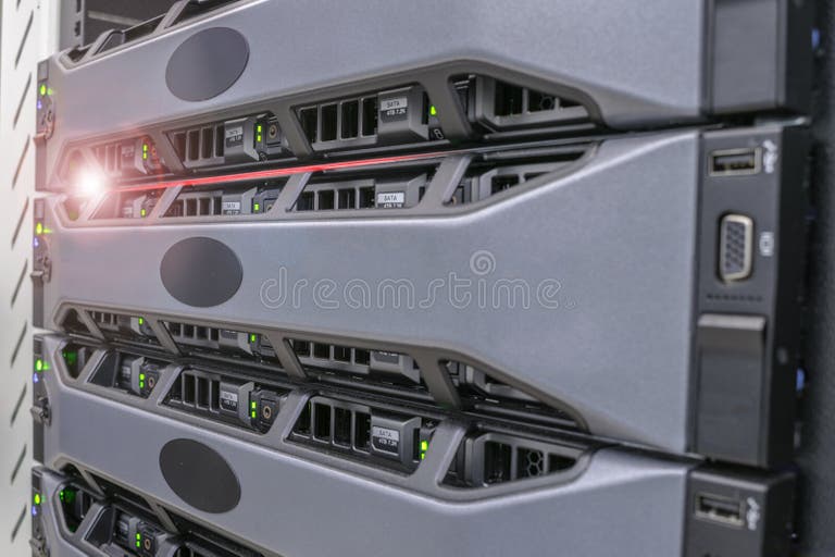 The Computer Server is in the Rack in the Server Room of the Data ...