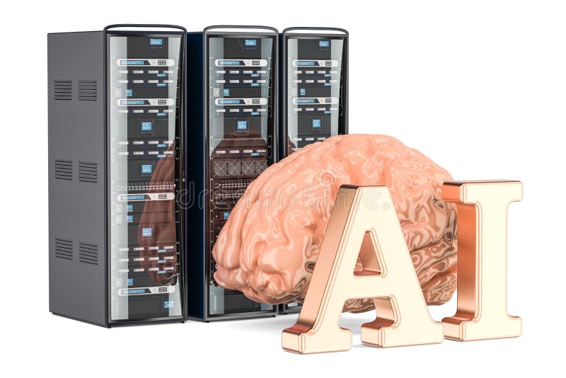 Computer Server Racks AI Concept, 3D Rendering Stock Illustration ...