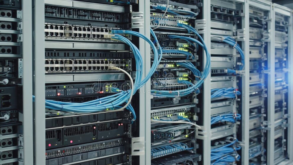 Computer Server Racks stock photo. Image of processing - 376759706