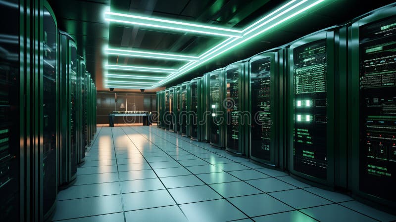 Computer Server Room. Data Center for Digital Database Collection ...