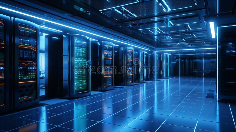 Computer Server Room. Data Center for Digital Database Collection. Generative AI Stock ...