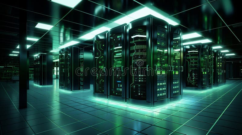 Computer Server Room. Data Center for Digital Database Collection ...