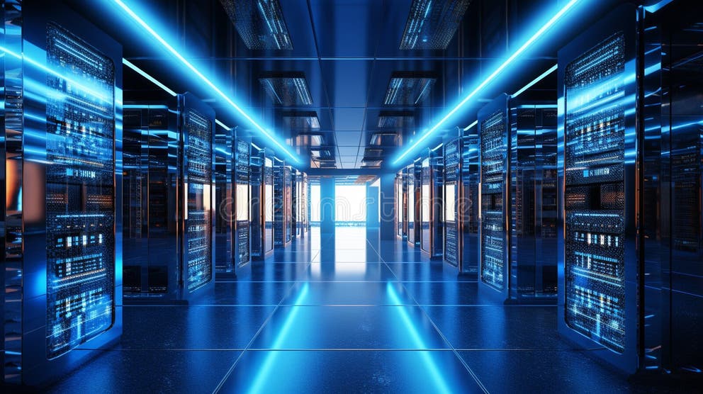 Computer Server Room. Data Center for Digital Database Collection ...