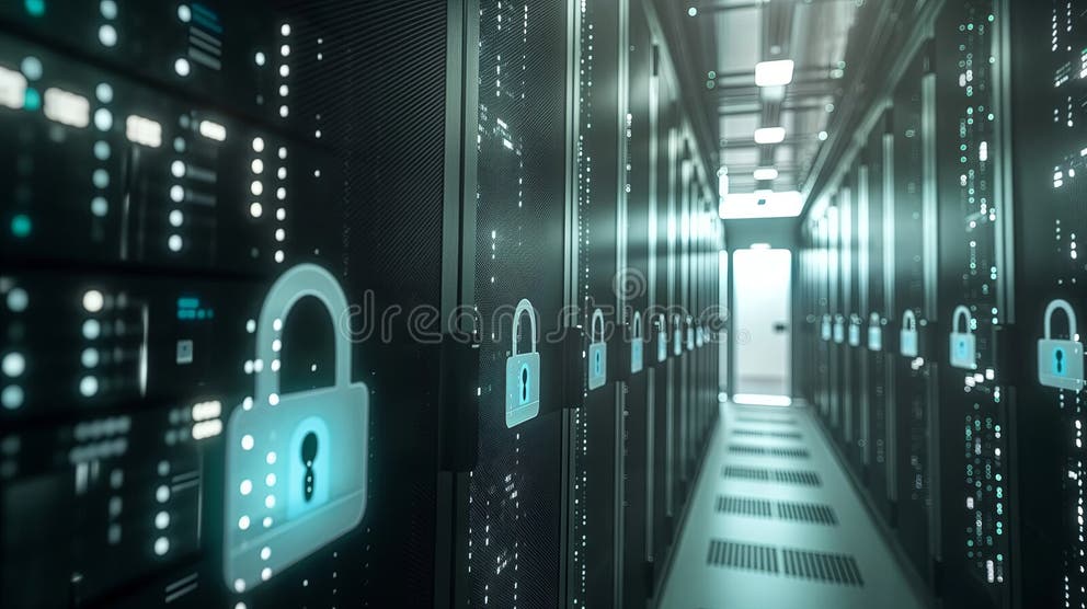 A Computer Server Room with a Large Number of Servers. Digital Security ...