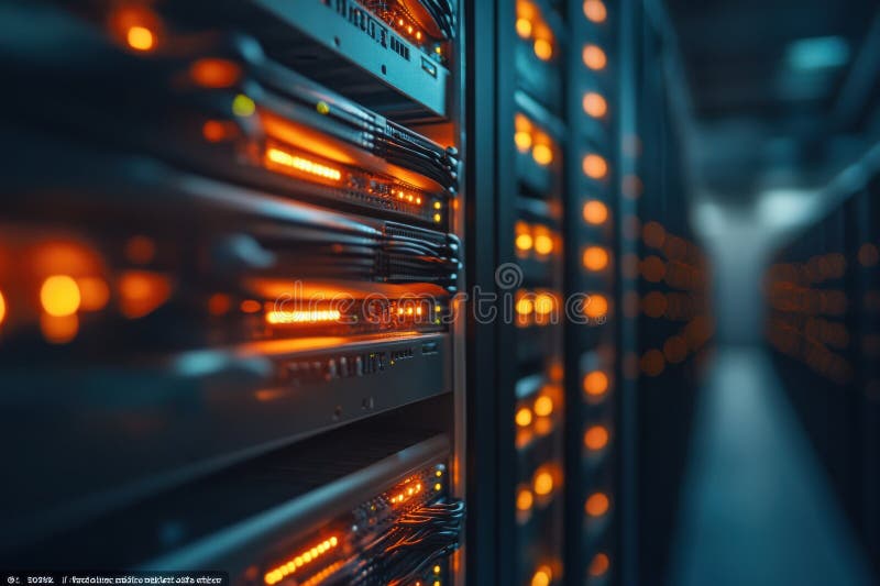 A Computer Server Room with Many Servers and Wires Stock Image - Image ...