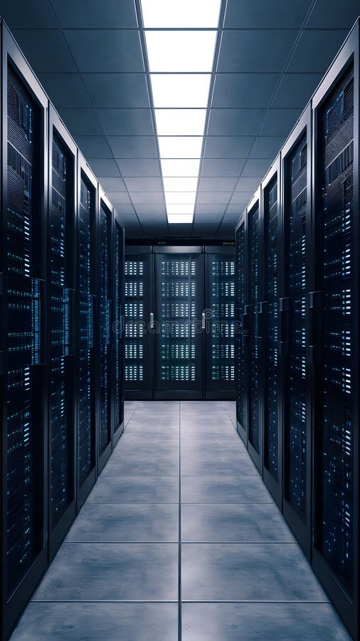 Computer Server Room Represents Digital Database Collection in Data ...