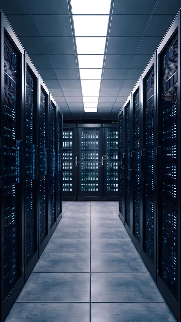 Computer Server Room Represents Digital Database Collection in Data ...