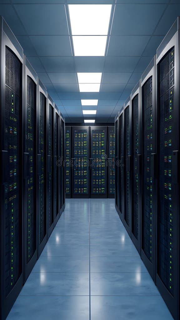 Computer Server Room Represents Digital Database Collection in Data ...